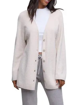 Barefoot Dreams Ribbed Button Front Cardigan - Sand Dune