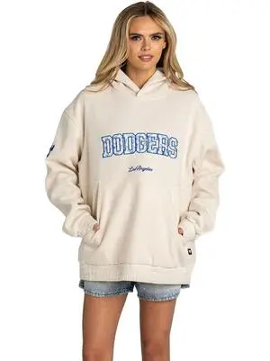 THE WILD COLLECTIVE Los Angeles Dodgers Oversized Cord Hoodie - Cream
