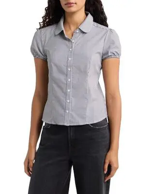 BDG URBAN OUTFITTERS Clover Stripe Short Sleeve Button-up Shirt - Black Stripe