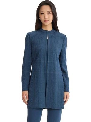 Misook Heritage Tonal Floral Burnout Knit Jacket - Stardust