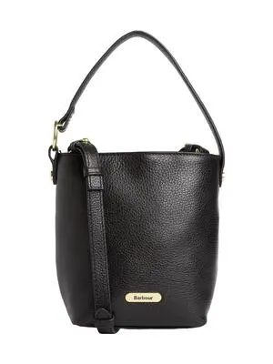 Barbour Cedar Mini Leather Bucket Bag - Black