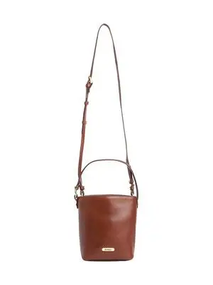 Barbour Cedar Mini Leather Bucket Bag - Brown