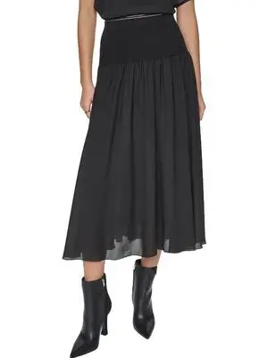 Dkny Mixed Media Skirt - Black