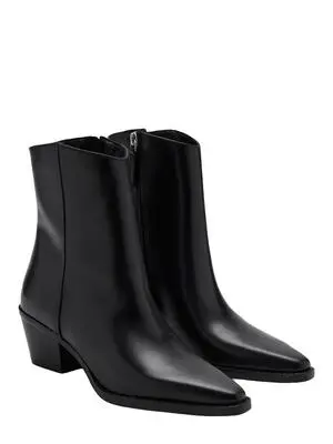 Mango Dia Leather Bootie - Black