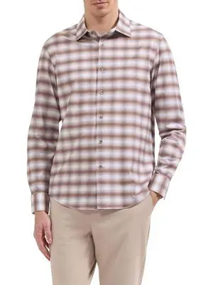 Bugatchi James Ooohcotton® Plaided Performance Shirt - Sienna