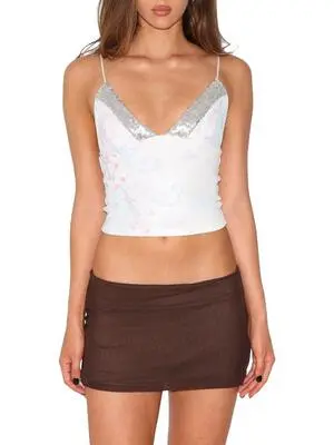 TIGER MIST Fenella Sequin Trim Crop Camisole - Cherry Blossom