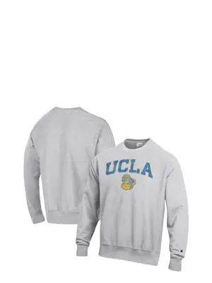 Champion Ucla Bruins Distressed Arch Over Logo Reverse Weave Crew Neck Sweatshirt - Gray