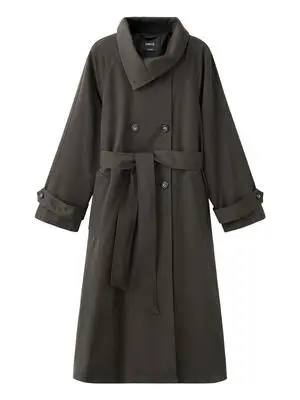 Mango Double Breasted Trench Coat Chocolate