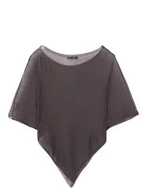 Mango Crystal Encrusted Sheer Poncho - Charcoal