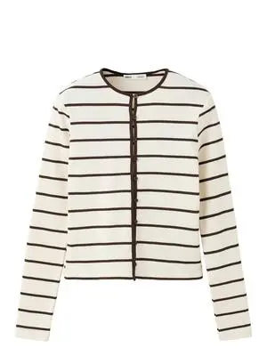 MANGO Stripe Button & Loop Cotton Cardigan