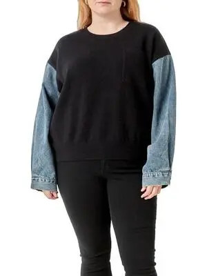 GREY LAB Denim Combo Sleeve Sweater