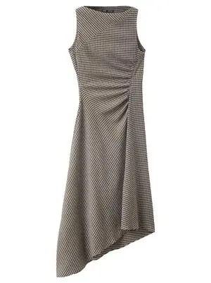 MANGO Check Asymmetric Hem Dress