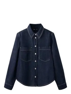 Mango Button-up Denim Shirt - Open Blue