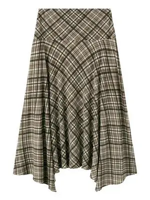MANGO Check Asymmetric Maxi Skirt