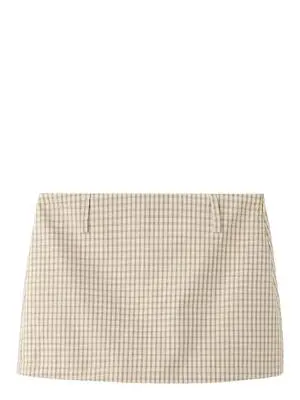 Mango Gingham Cotton Miniskirt - Ecru