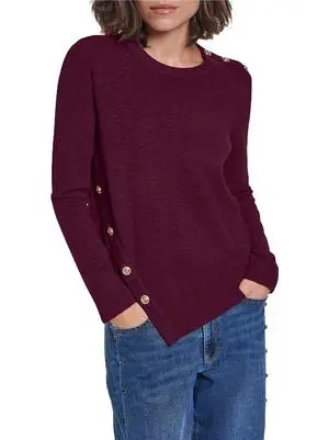 Karl Lagerfeld Paris Button Detail Sweater - Cherry Lacquer