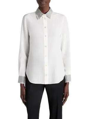 Alexander McQueen Silk Shirt With Lace Trim - Light Ivory