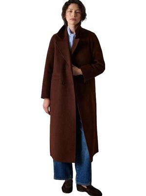 Whistles Relaxed Double Faced Midi Coat - Brown