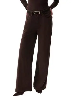PISTOLA Jadyn High Waist Wide Leg Corduroy Pants - Mocha