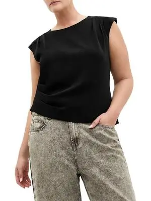 City Chic Jett Padded Shoulder Top Black