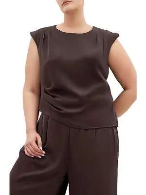 City Chic Jett Padded Shoulder Top Espresso