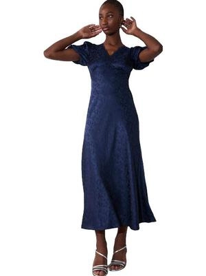 WHISTLES Jacquard V-neck Midi Dress