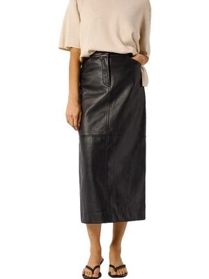 Whistles Panelled Leather Midi Skirt - Black