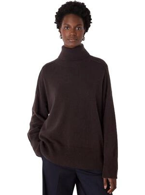 Whistles Cashmere Seam Roll Neck Sweater - Brown