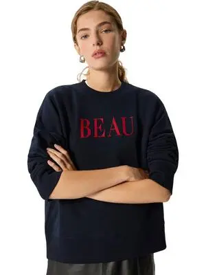 Whistles Beau Crew Neck Sweatshirt - Navy