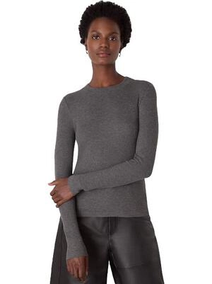 WHISTLES Essential Ribbed Crew Long Sleeve Top