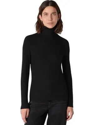 Whistles Essential Ribbed Polo Top - Black