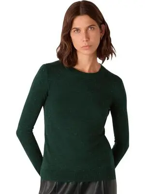 Whistles Annie Sparkle Crew Neck Top - Dark Green