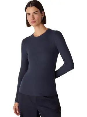 Whistles Essential Ribbed Crewneck Knit Top - Navy