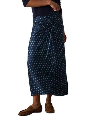 Whistles Diamond Geo Twist Midi Skirt - Navy/multi