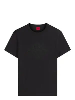 Hugo Cotton-jersey T-shirt With Rhinestone Logo - Black