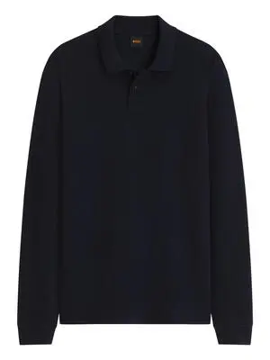 BOSS Cotton-blend Polo Shirt With Waffle-knit Texture Dark Blue