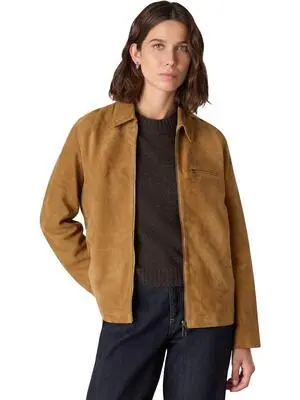 Whistles Kate Suede Jacket - Tan