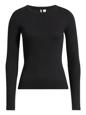 Nordstrom Ribbed Crewneck Long Sleeve T-shirt - Black
