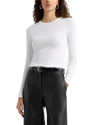 Nordstrom Ribbed Crewneck Long Sleeve T-shirt - White