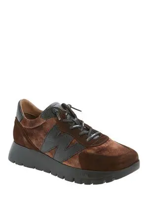 WONDERS Velvet Platform Sneaker - Marron