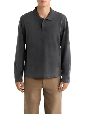 CORRIDOR Long Sleeve Cotton Piqué Polo - Blk