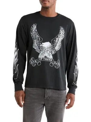 ONE OF THESE DAYS An American Original Long Sleeve Graphic T-shirt - Washed Black