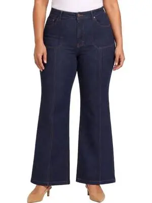 NYDJ Mia Palazzo High Waist Flare Utility Jeans - Rinse