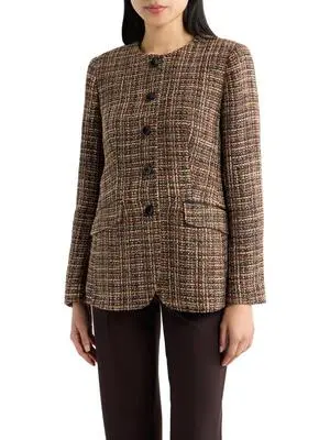 Anne Klein Collarless Blazer - Deep Mahogany Multi