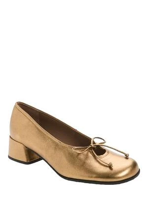 WONDERS Block Heel Pump - Gold