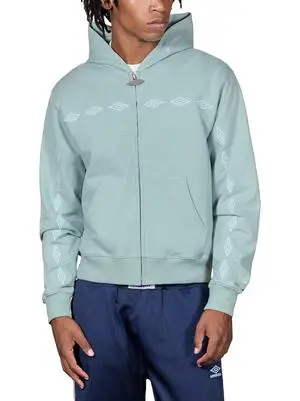 PLEASURES X Umbro Diamonds Fitted Zip Hoodie - Sage