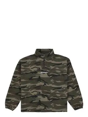PLEASURES Textured Quarter Zip Pullover - Camo