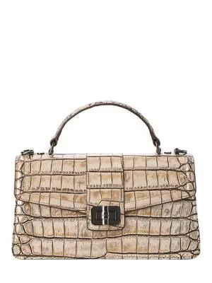 Brahmin Genie Embossed Leather Top Handle Bag - Fossilized