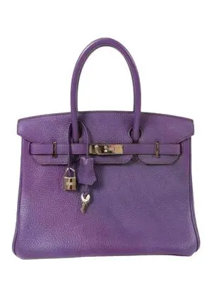 Hermès 2012 30 Birkin Leather Tote Bag Purple