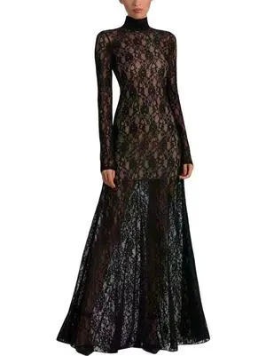 Alice + Olivia Delora Lace-panel Maxi Dress - Black